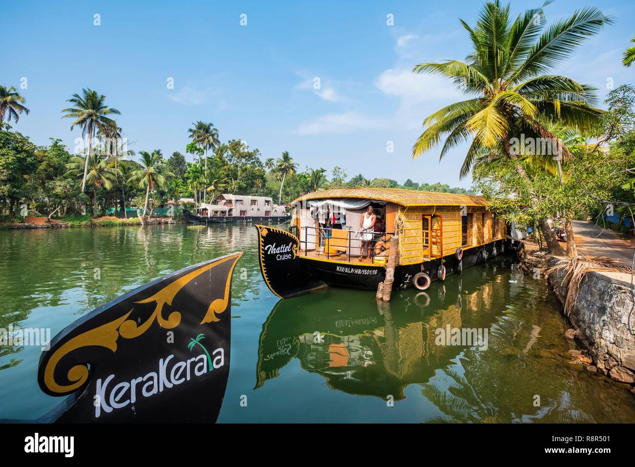 India, state of Kerala, Kumarakom, village set in the backdrop of the ...