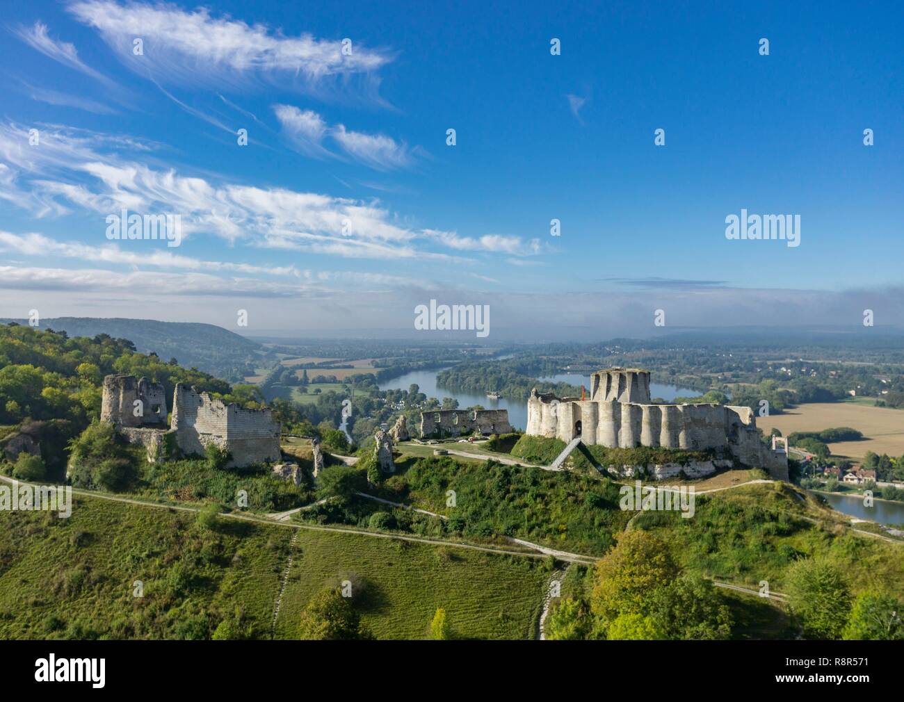 France, Eure, Les Andelys, Chateau Gaillard, 12th century fortress built by Richard Coeur de ...