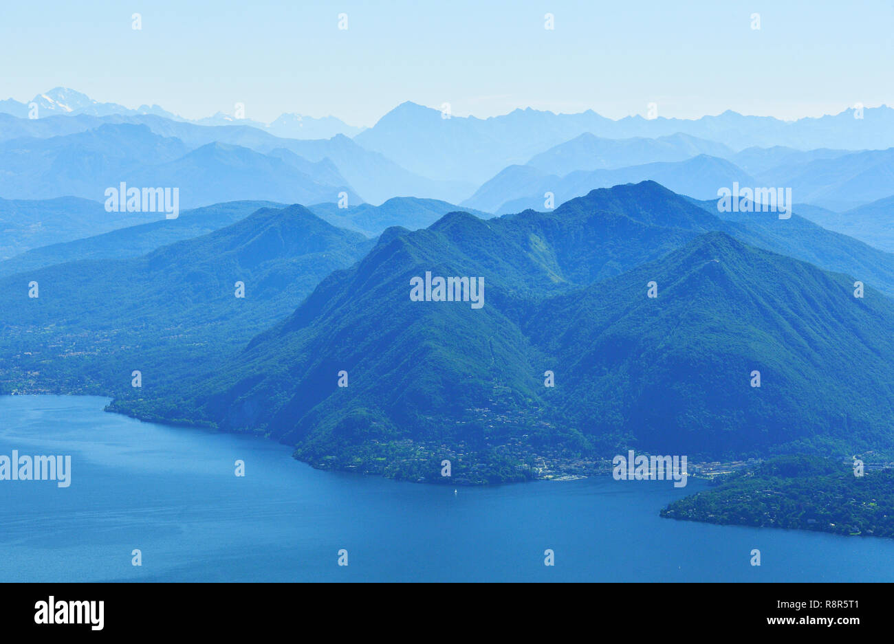 Italy, Piedmont, panorama from the Mottarone Mount (1491 m), Orta Lake ...