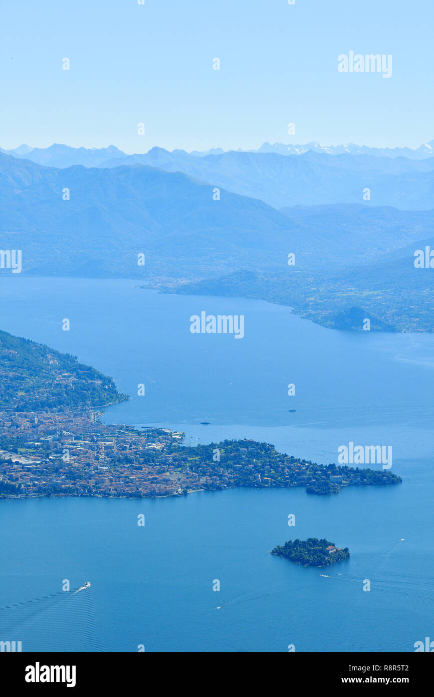 Italy, Piedmont, panorama from the Mottarone Mount (1491 m), Orta Lake ...