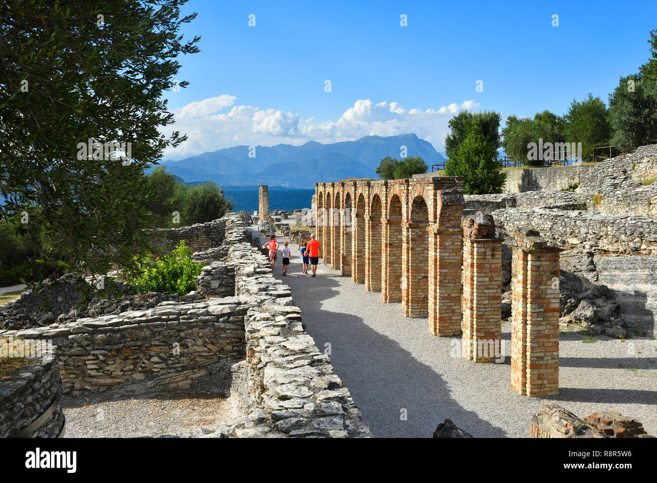 Italy, Lombardy, Lake Garda, Sirmione, Grotte di Catullo, Roman ...