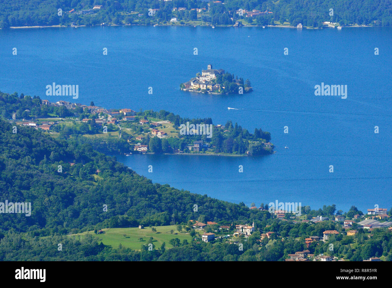 Italy, Piedmont, panorama from the Mottarone Mount (1491 m), Orta Lake ...