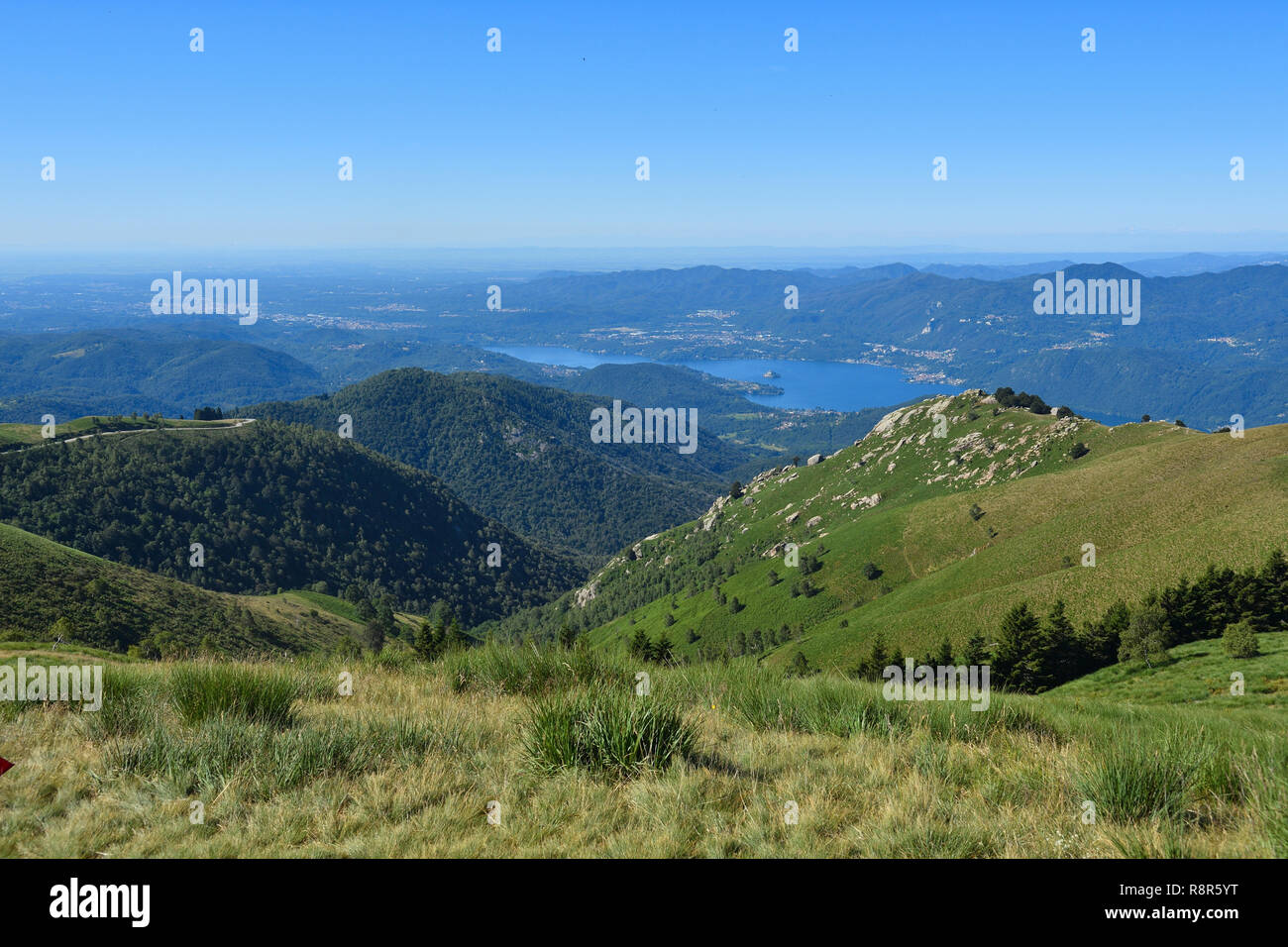 Italy, Piedmont, panorama from the Mottarone Mount (1491 m), Orta Lake ...