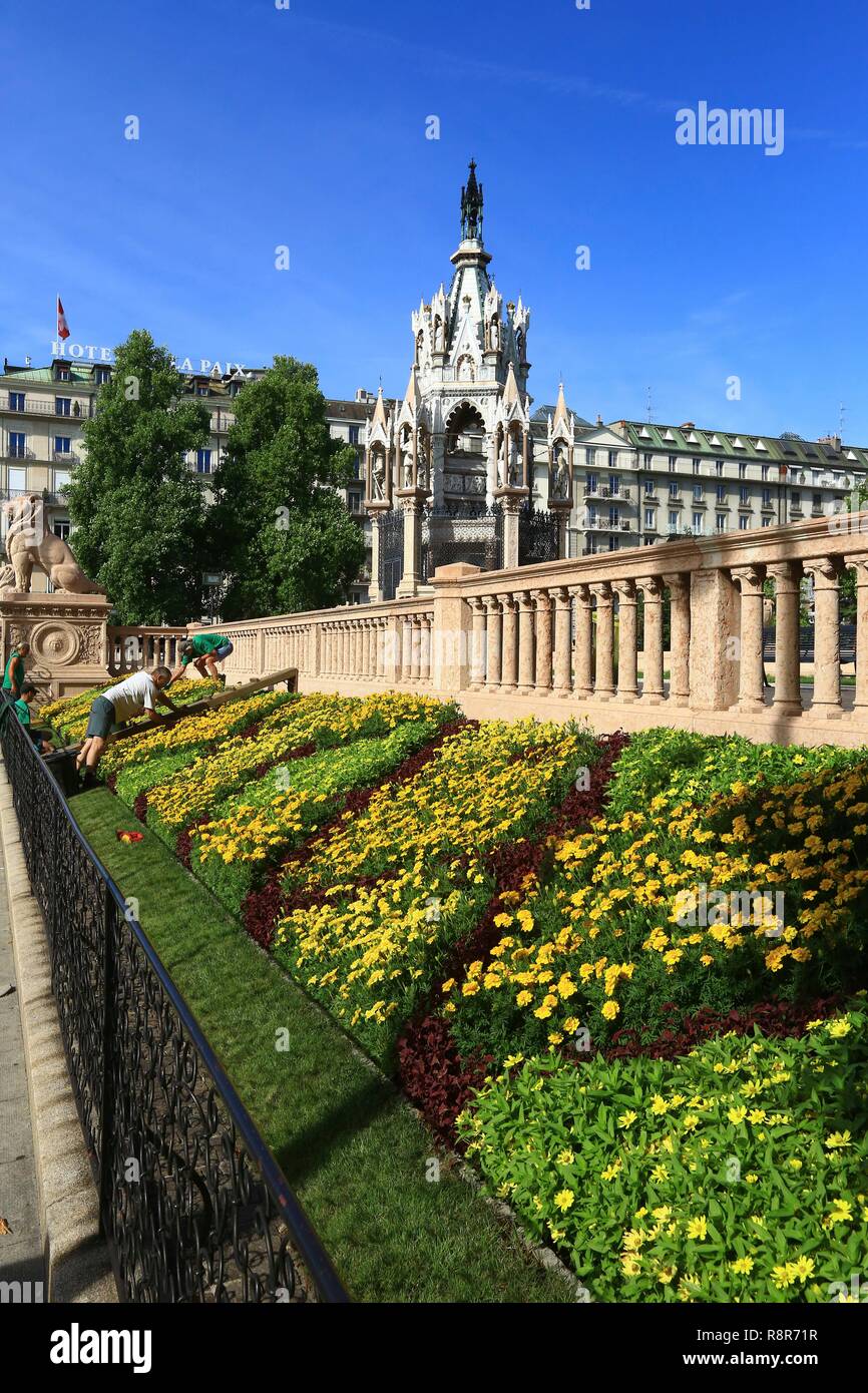 Switzerland, Geneva, place des Alpes, Brunswick Monument Stock Photo ...