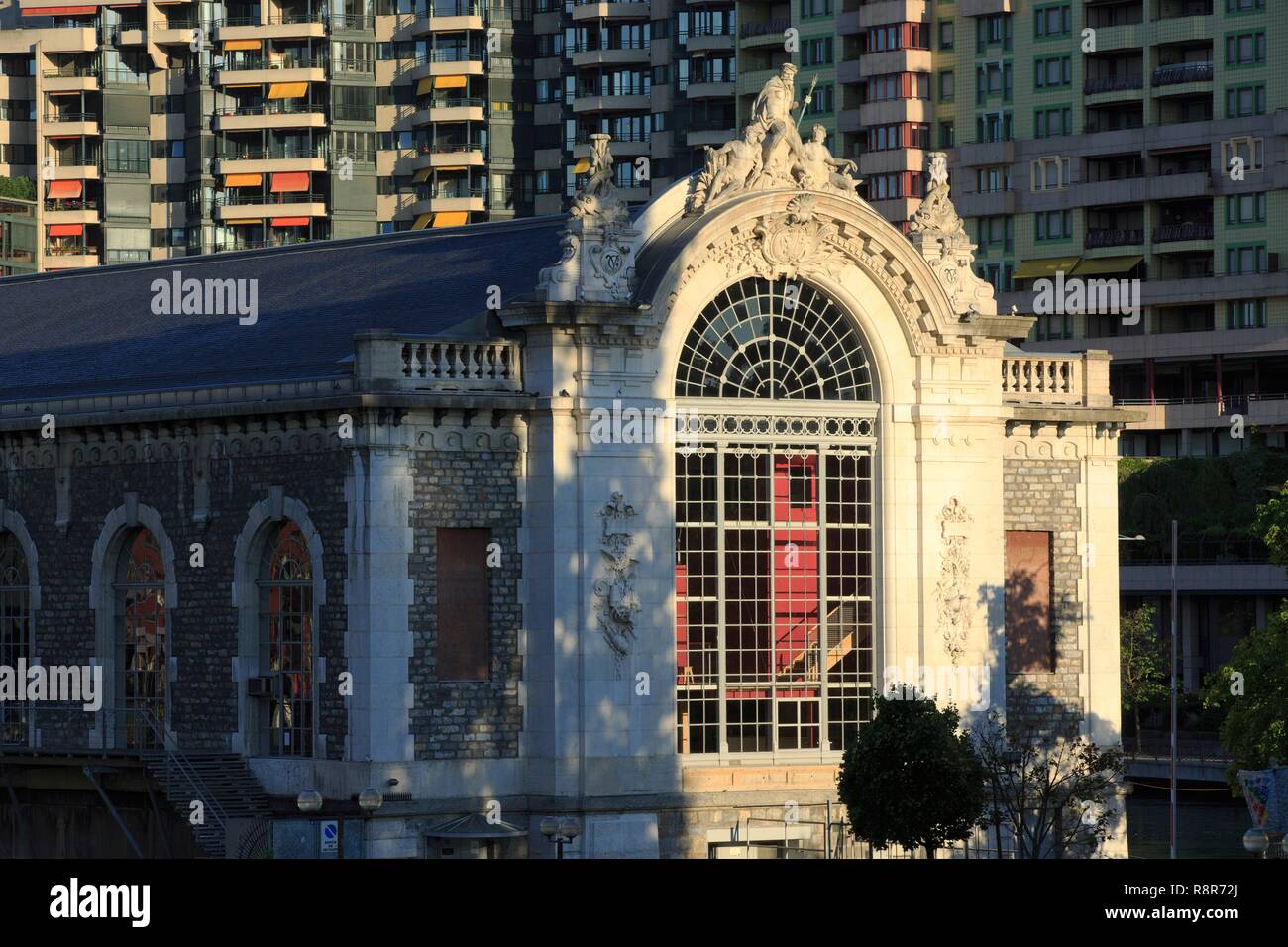 Switzerland, Geneva, Building Forces Motrices (BFM) on the Rhone Stock ...