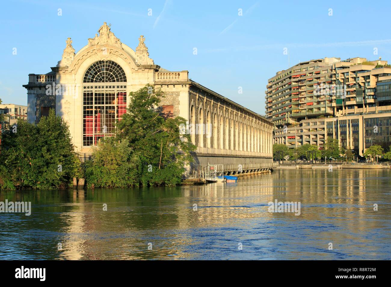 Switzerland, Geneva, Building Forces Motrices (BFM) on the Rhone Stock ...