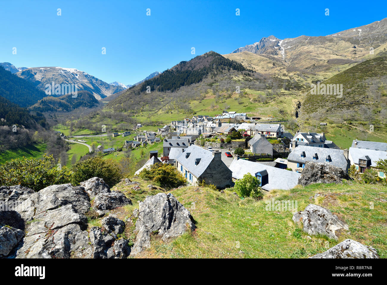 France, Hautes Pyrenees, Arreau district, Village of Aulon in 1230 m of ...