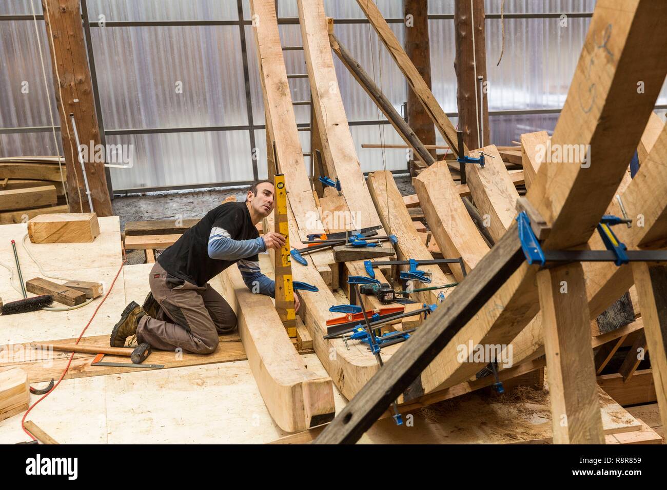 Spain, Guipuzkoa, Pasaia, Shipyard reconstruction of the whaler San ...