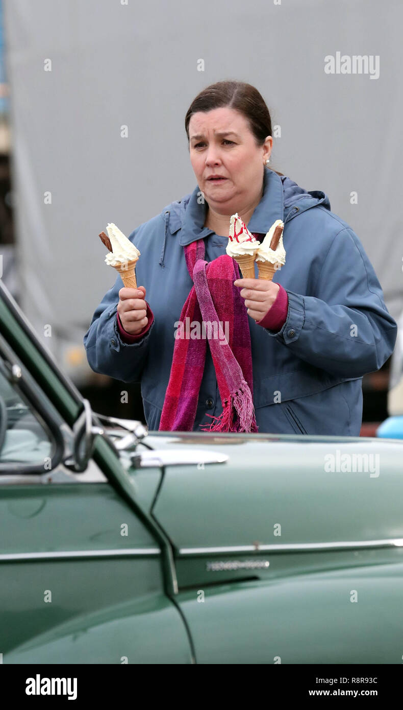 Patti Clare (Mary Taylor) and David Neilson (Roy Cropper) filming ...