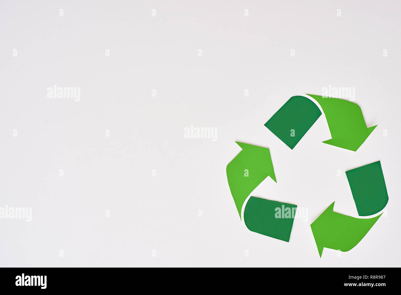 Think about future. Isolated recycle symbol at white background Stock ...