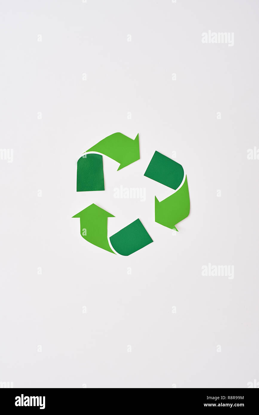 Think about future. Isolated recycle symbol at white background Stock ...