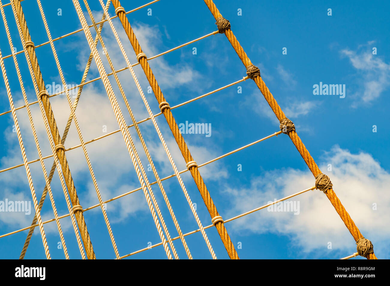 Detail view sailing ship naval school ratline Stock Photo - Alamy
