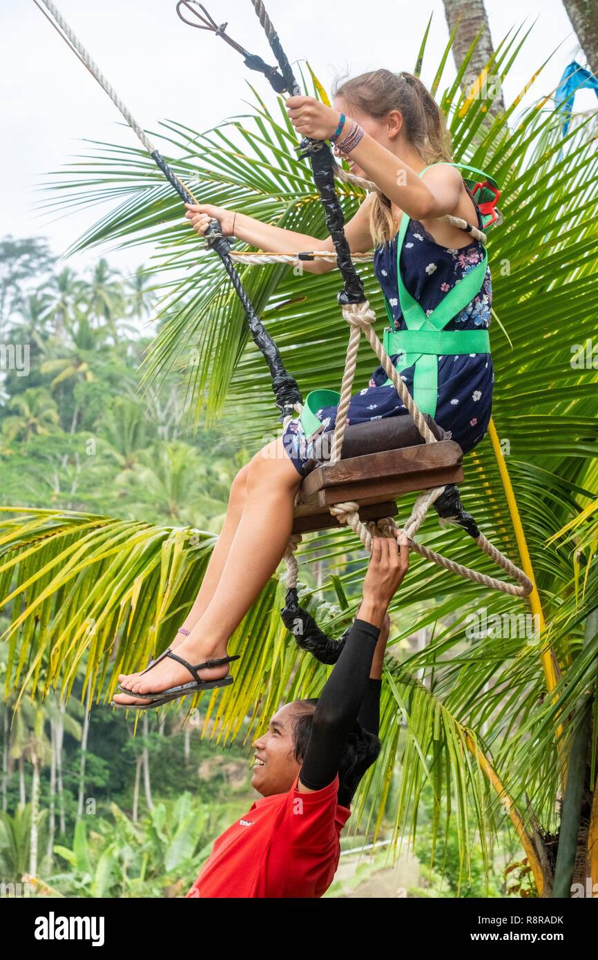 Indonesia, Bali, Center, Ubud Region, Giant Giant Giant Rope Above ...