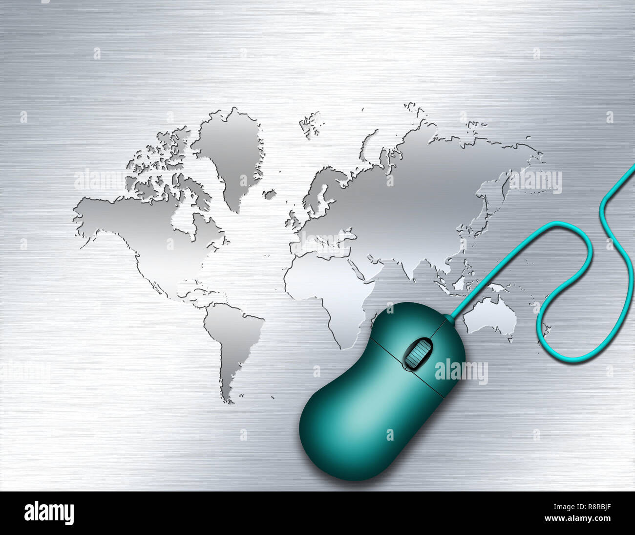 Computer mouse. World map background Stock Photo - Alamy