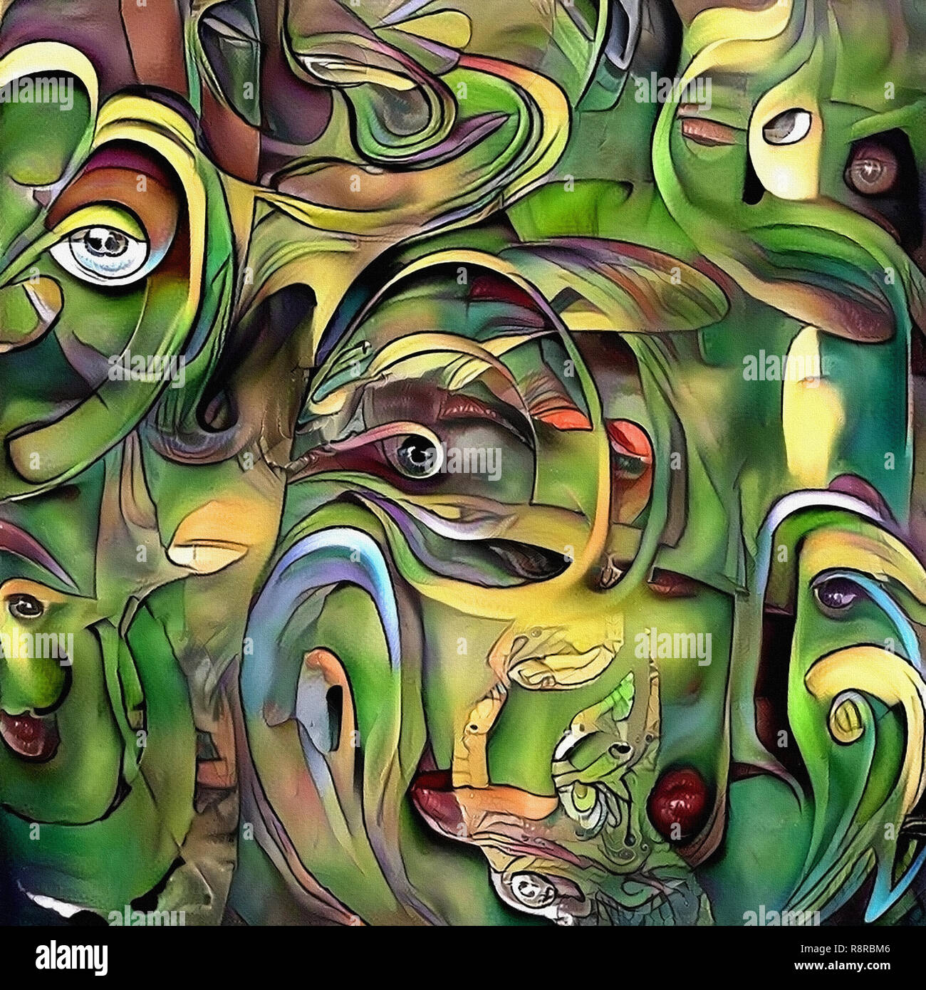 Abstract painting in mostly green colors Stock Photo - Alamy