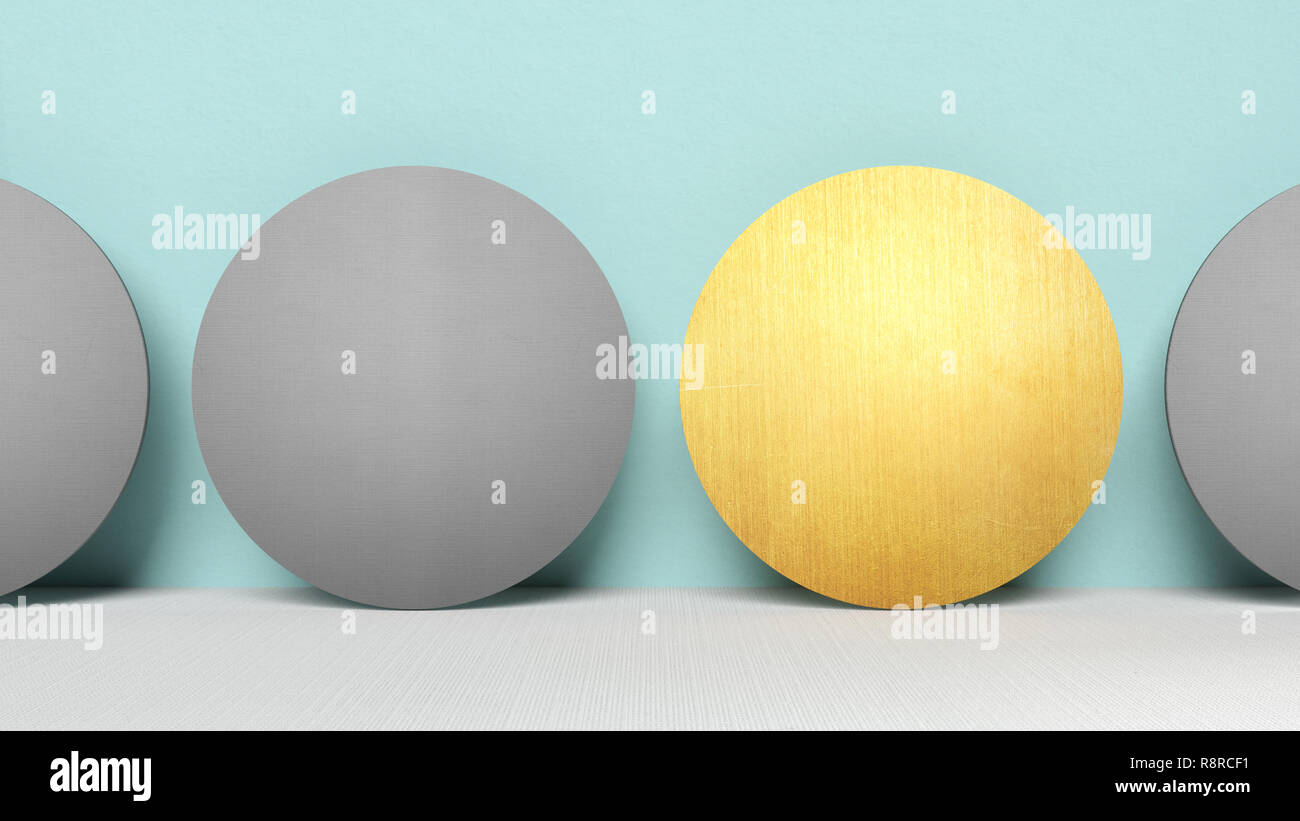 Concept to be different or special. 4 circles in a row. A circle is ...