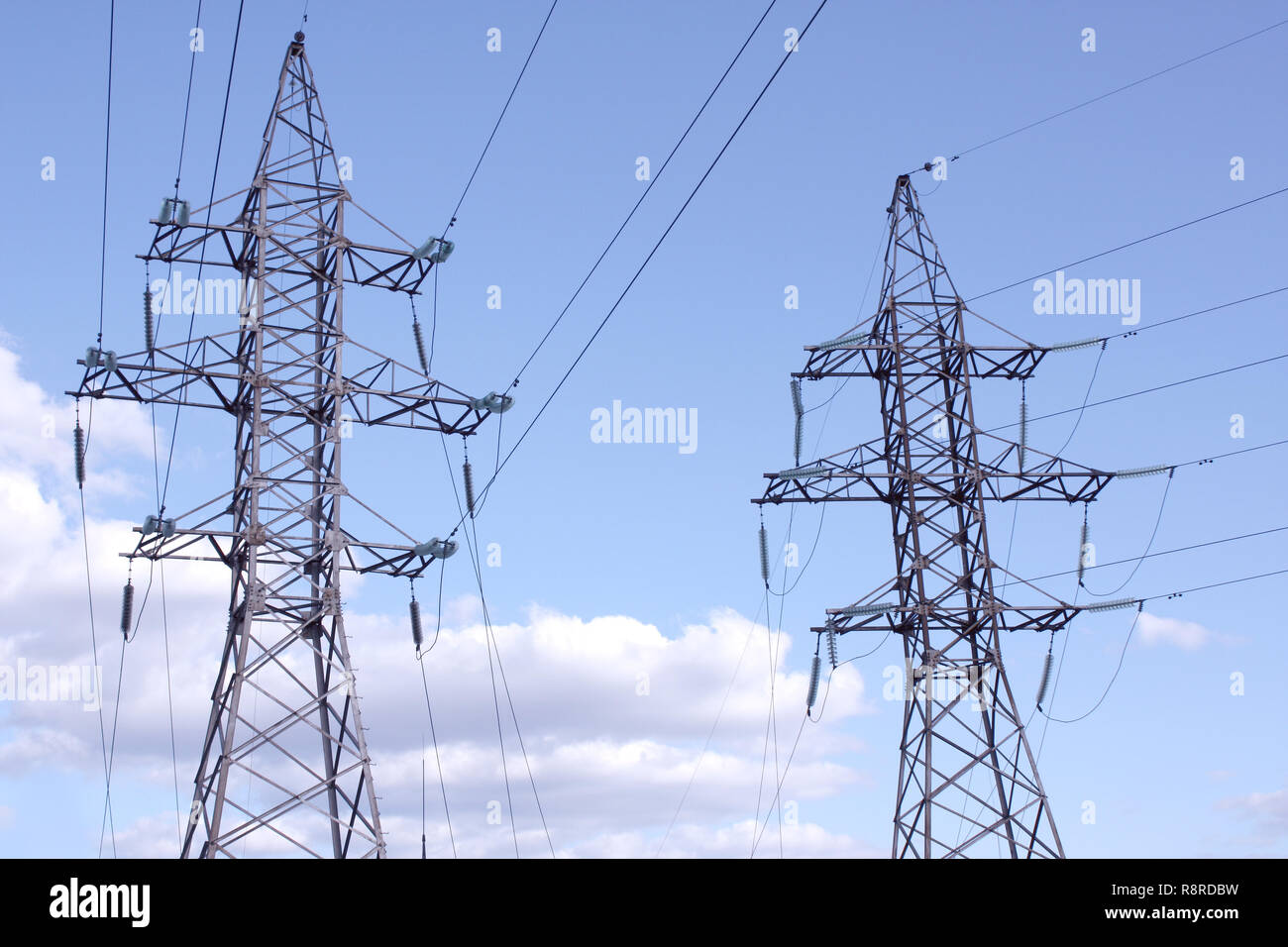 High voltage - power line tower Stock Photo - Alamy