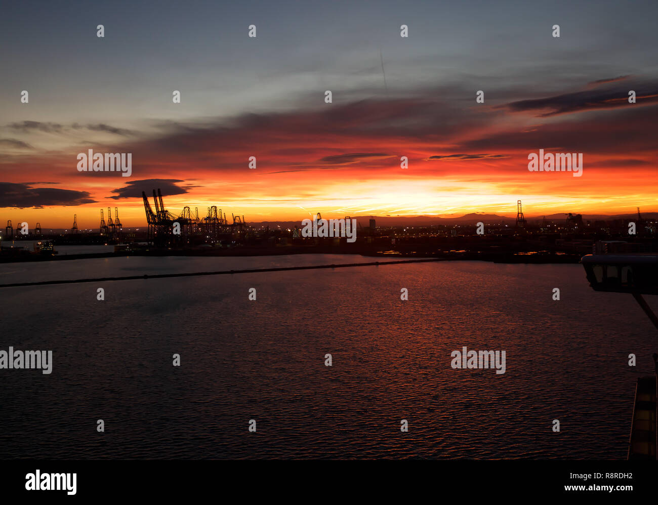 Winter sunset taken from onboard Ventura in Valencia, Spain Stock Photo ...
