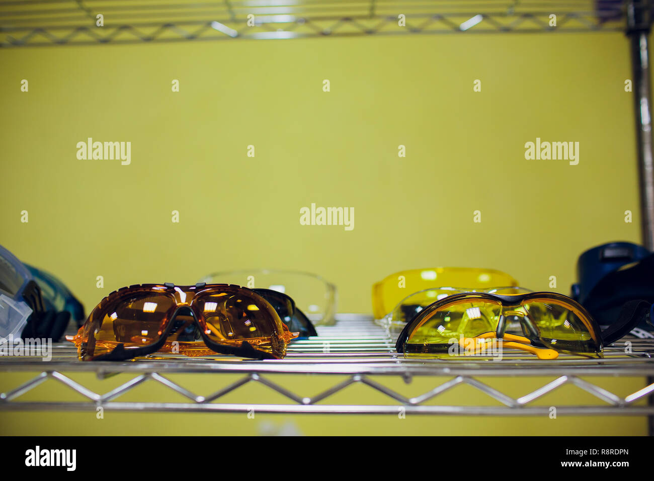 used and old Safety Helmets Head Protection Stock Photo - Alamy