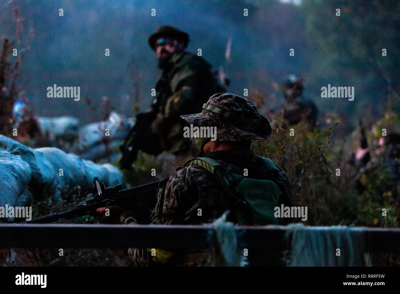 Army soldiers during the military operation. war, army, technology and ...