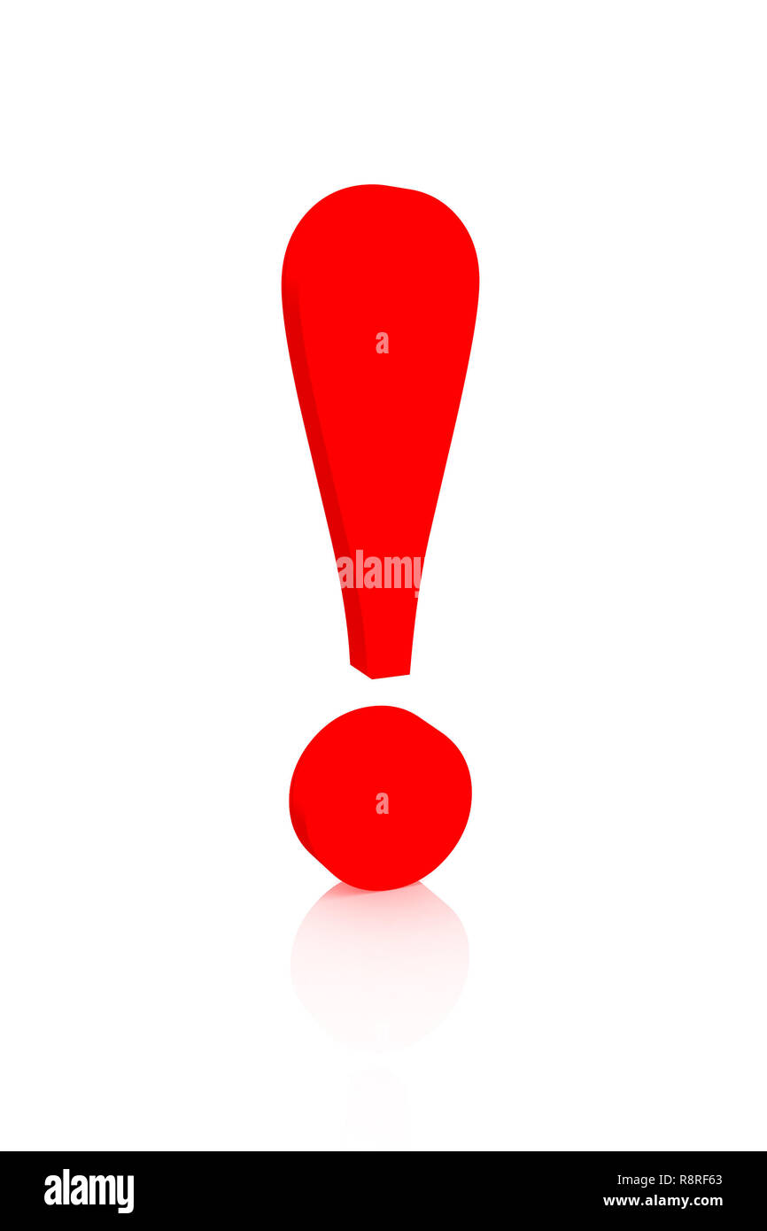 Exclamation mark of red color - objects over white Stock Photo - Alamy