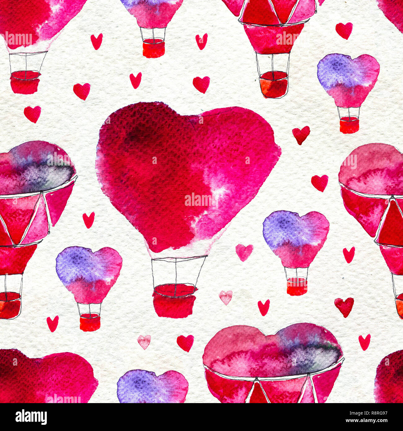 Seamless based on a watercolor illustration. Balloon in the form of ...