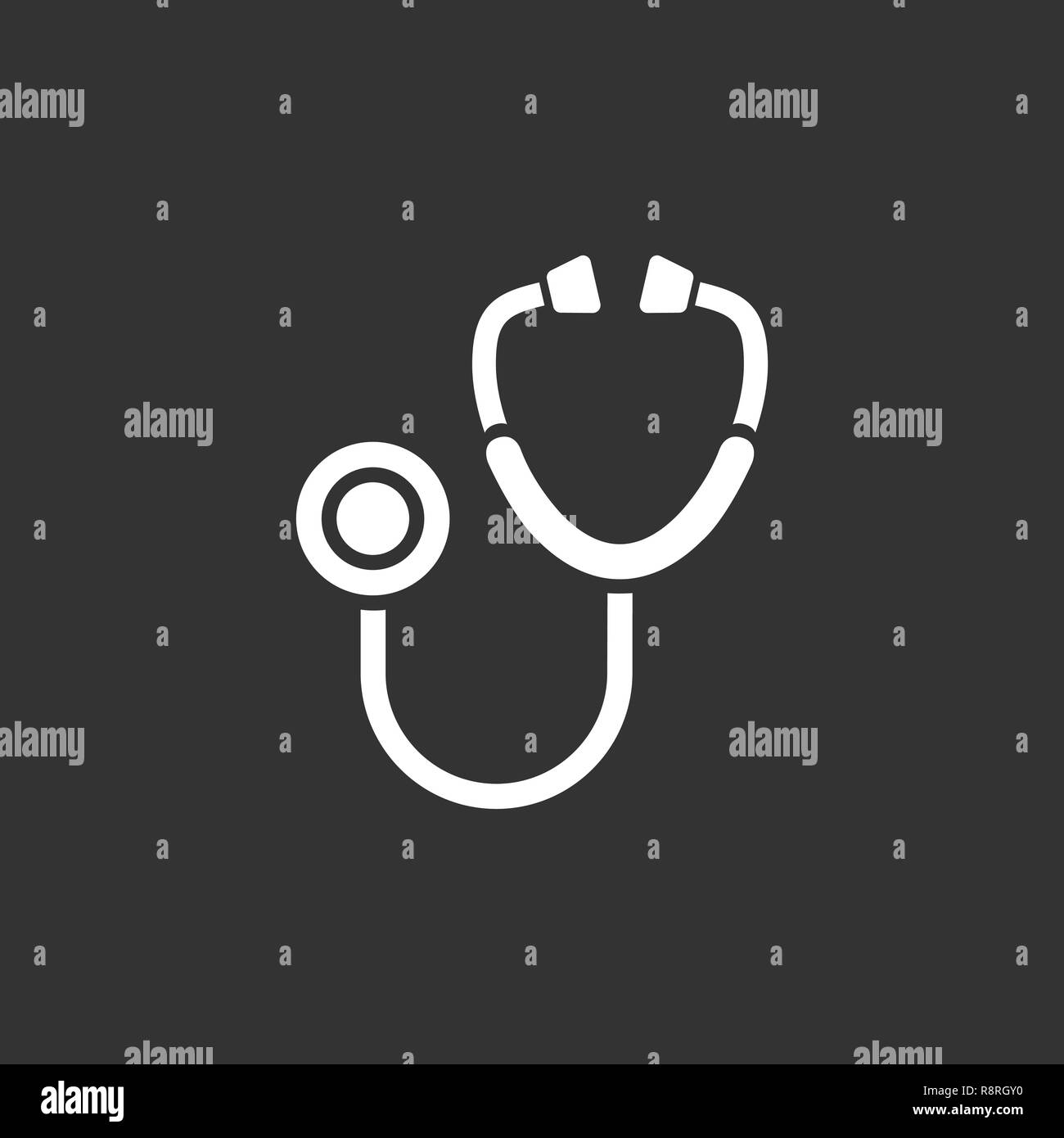 Stethoscope flat icon on a black background. Vector Illustration Stock ...
