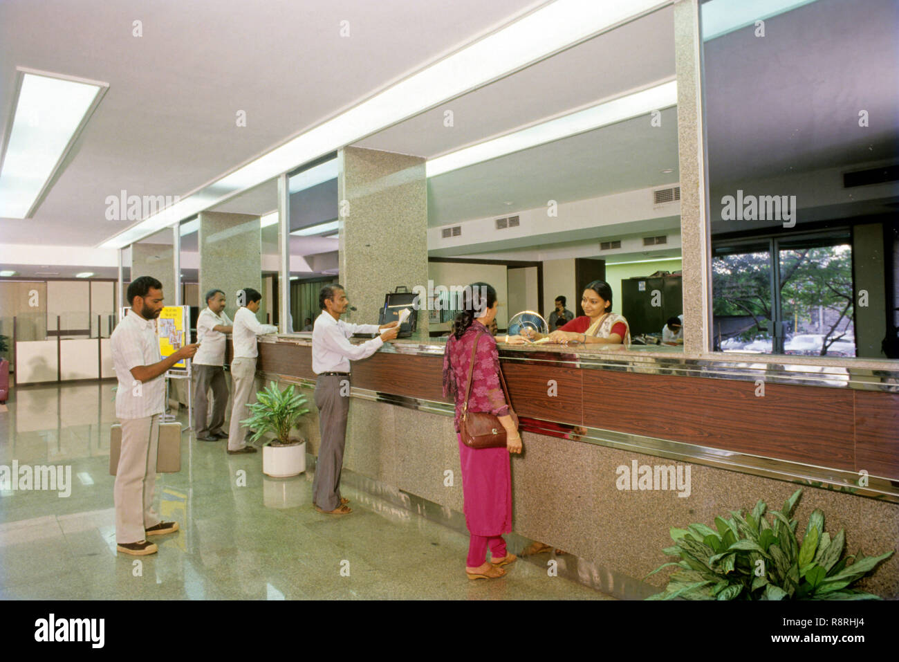 Bank counters customers, Bangalore, Bengaluru, Karnataka, India, Asia ...