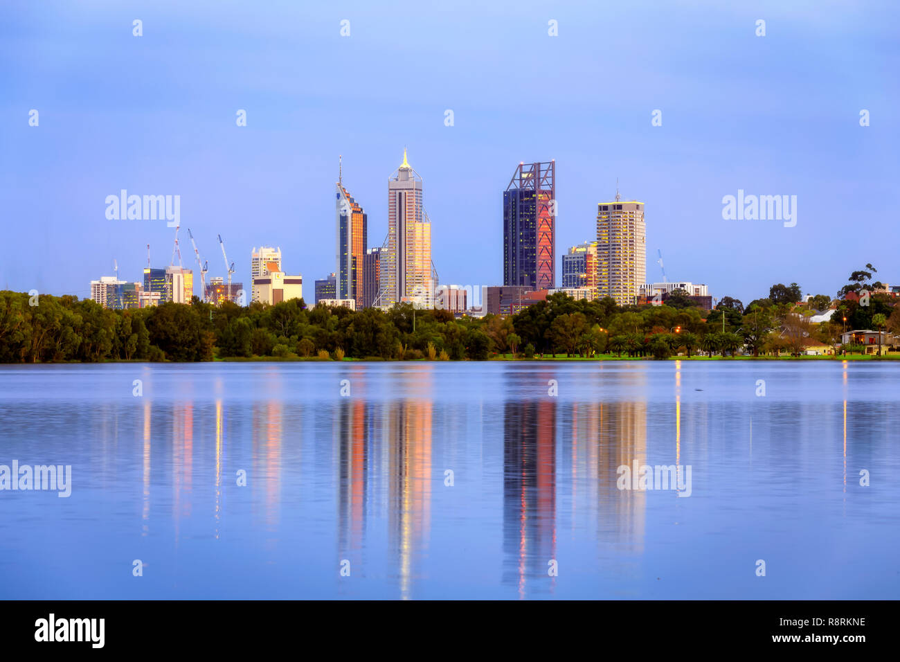 Perth Skyline as seen from Lake Monger Stock Photo - Alamy