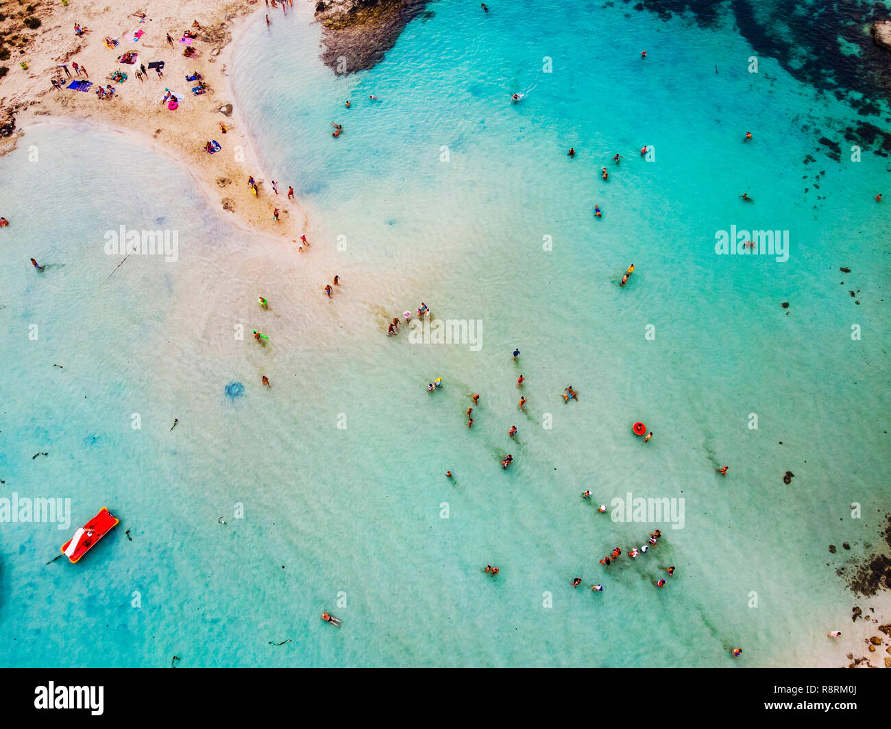 Amazing Aerial View from Above over Nissi Beach in Cyprus. Nissi Beach ...