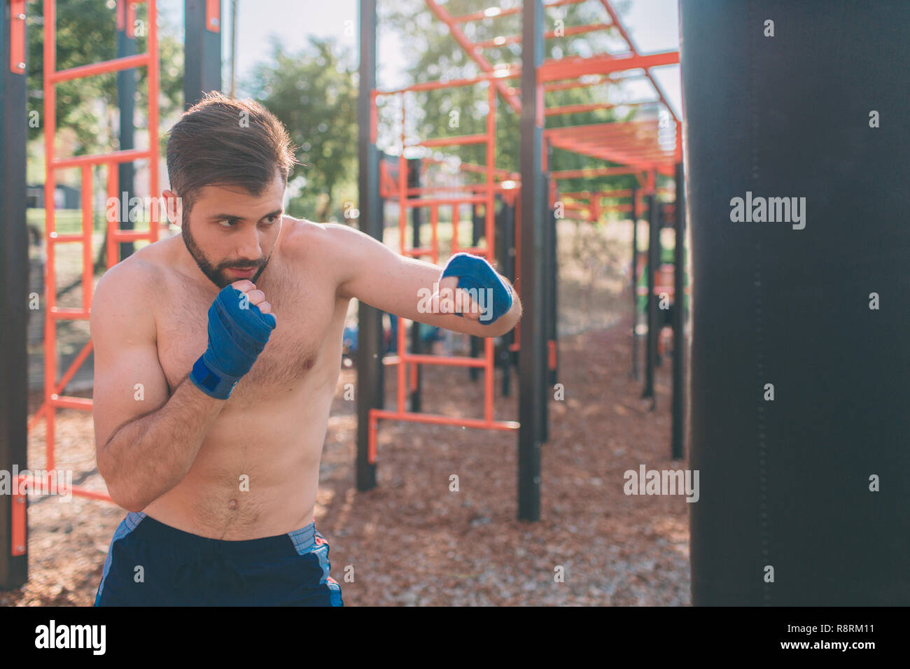 Young man boxing workout. Boxer Exercise Athletic Boxing Concept. boxer ...