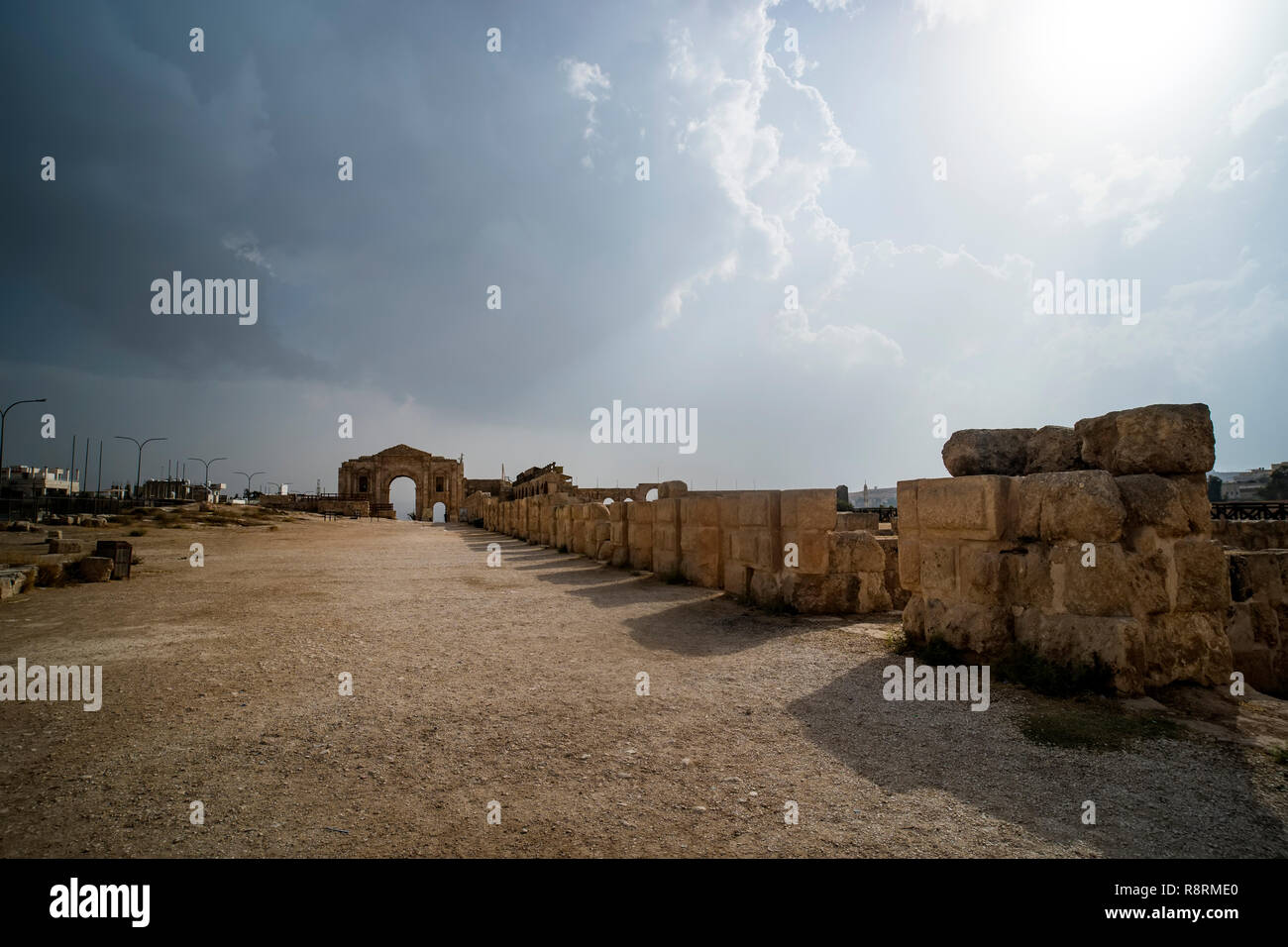 Arch of Hadrian in the ancient Jordanian city of Gerasa, preset-day ...