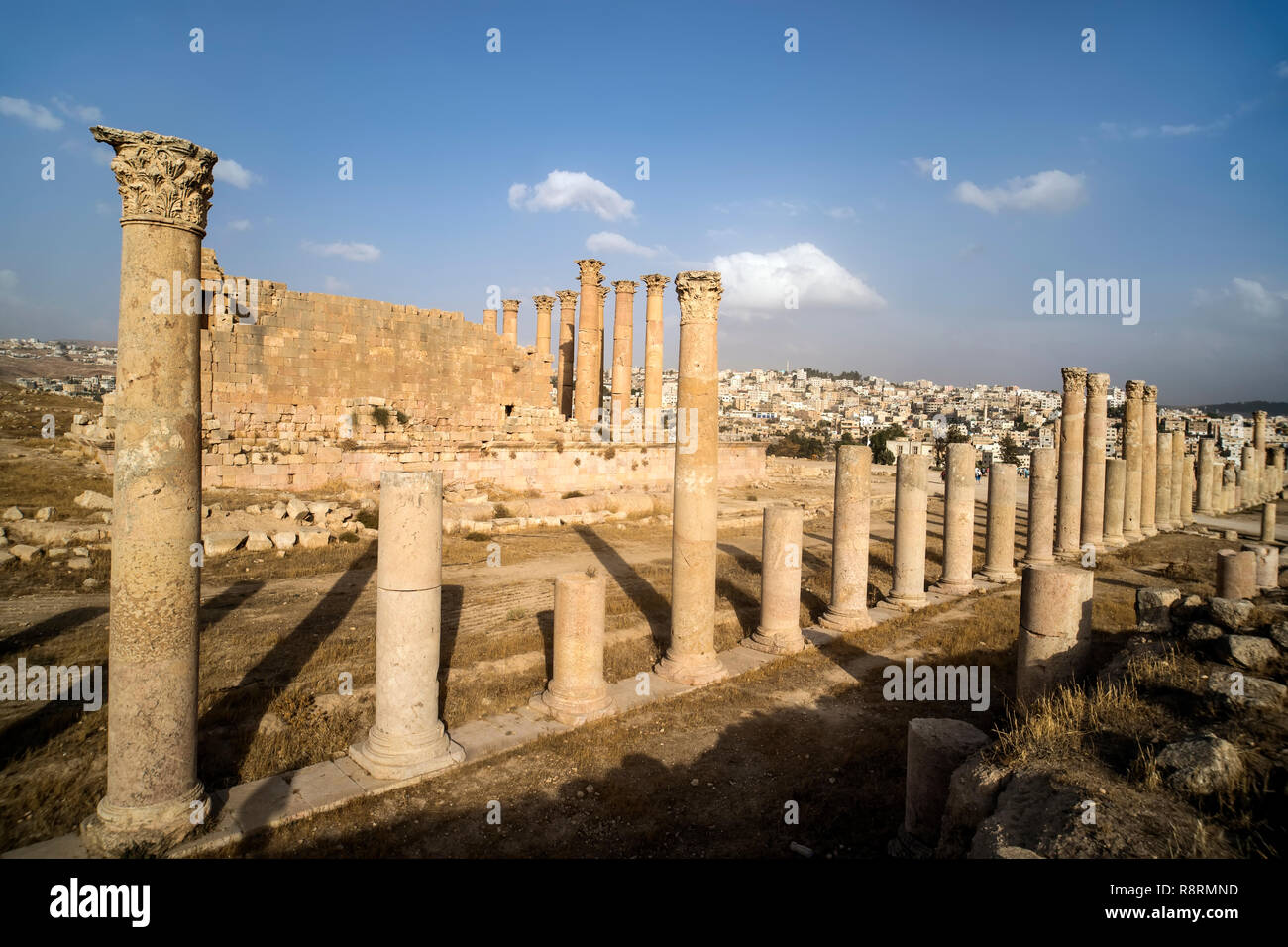 Temple in the Ancient Roman city of Gerasa, modern Jerash, Jordan. Old ...