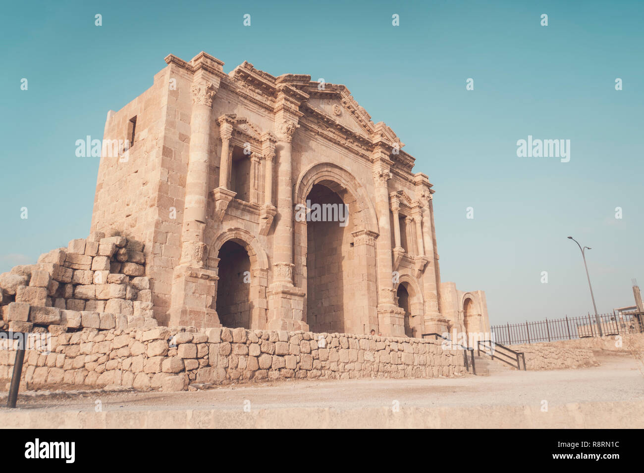 Arch of Hadrian in the ancient Jordanian city of Gerasa, preset-day ...