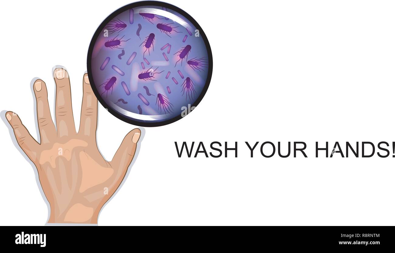 vector illustration of a poster warning that it is important to wash ...