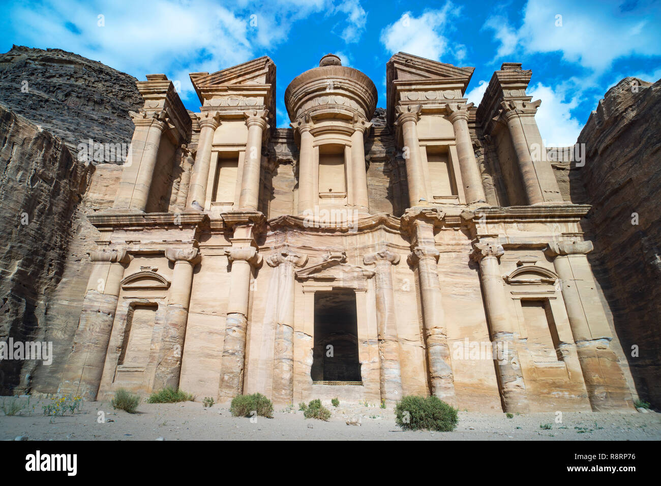 Stunning view from a cave of the Ad Deir - Monastery in the ancient ...