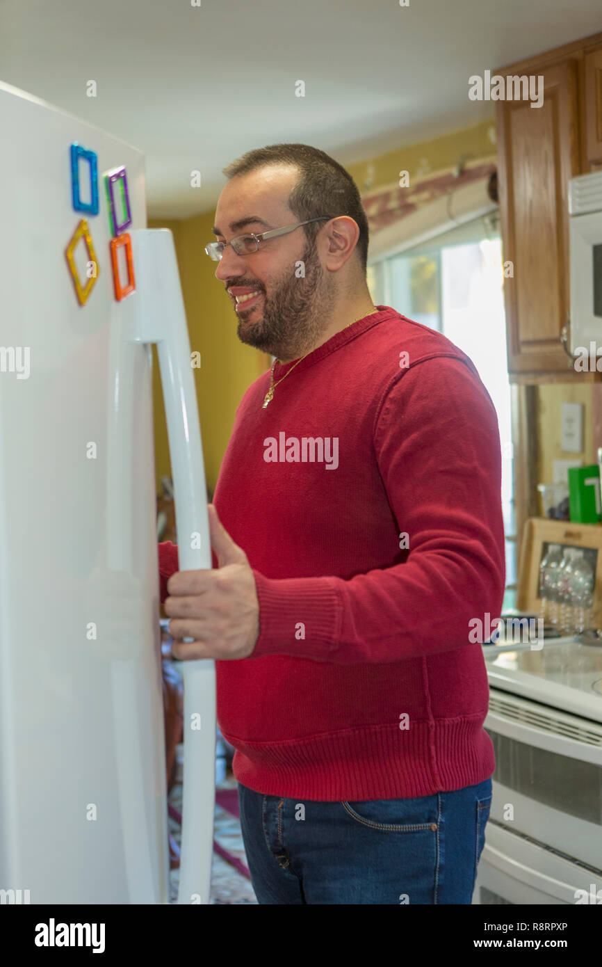 Person opening refrigerator hi-res stock photography and images - Alamy