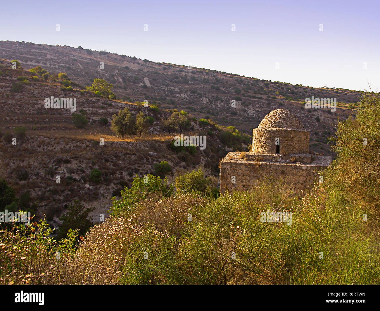 Byzantine chapel of Ayia Paraskevi, perched above the Kyparisha Gorge ...