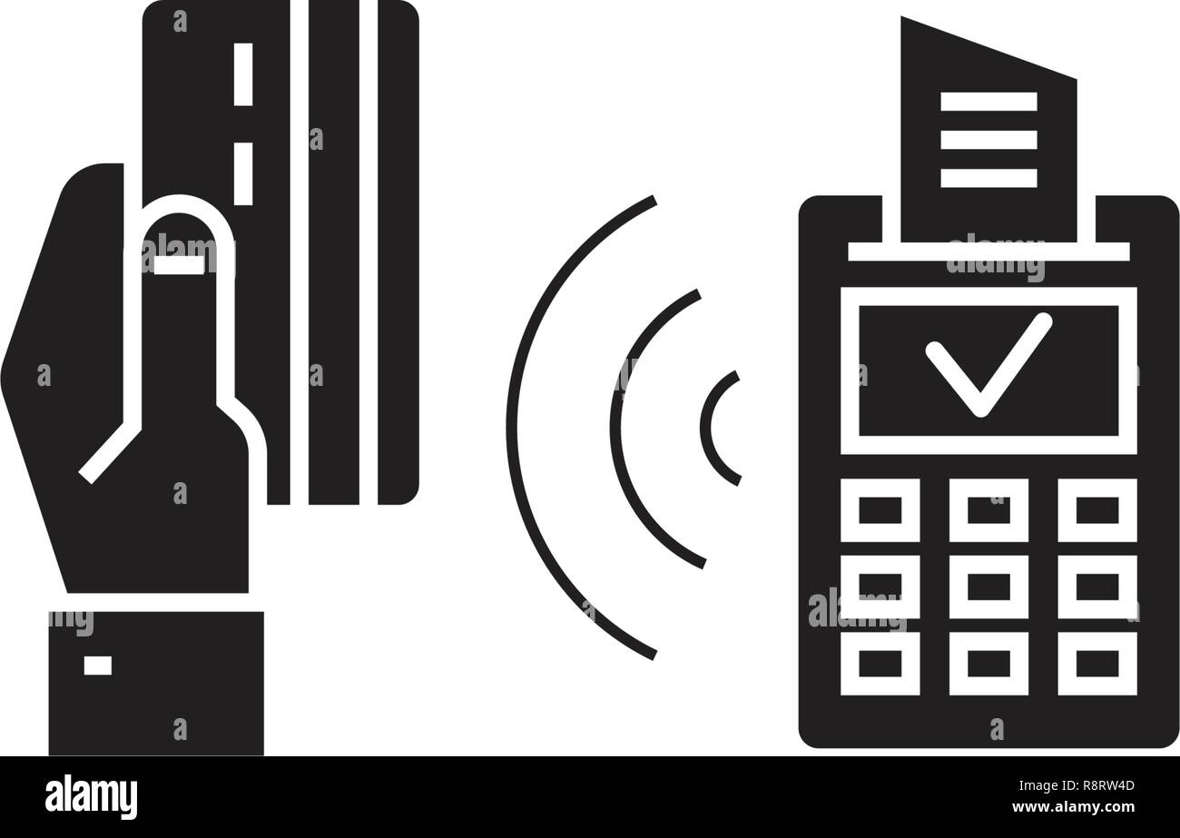 Wireless payment black vector concept icon. Wireless payment flat ...