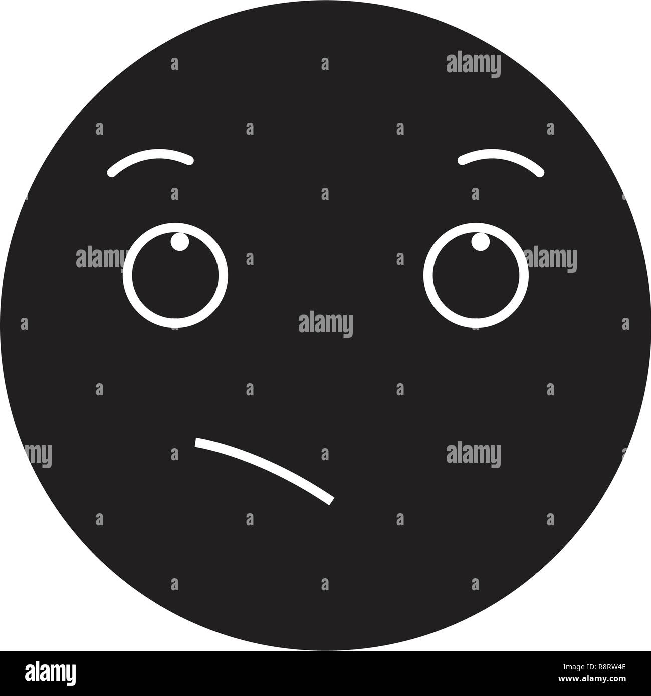 Wistful emoji black vector concept icon. Wistful emoji flat ...