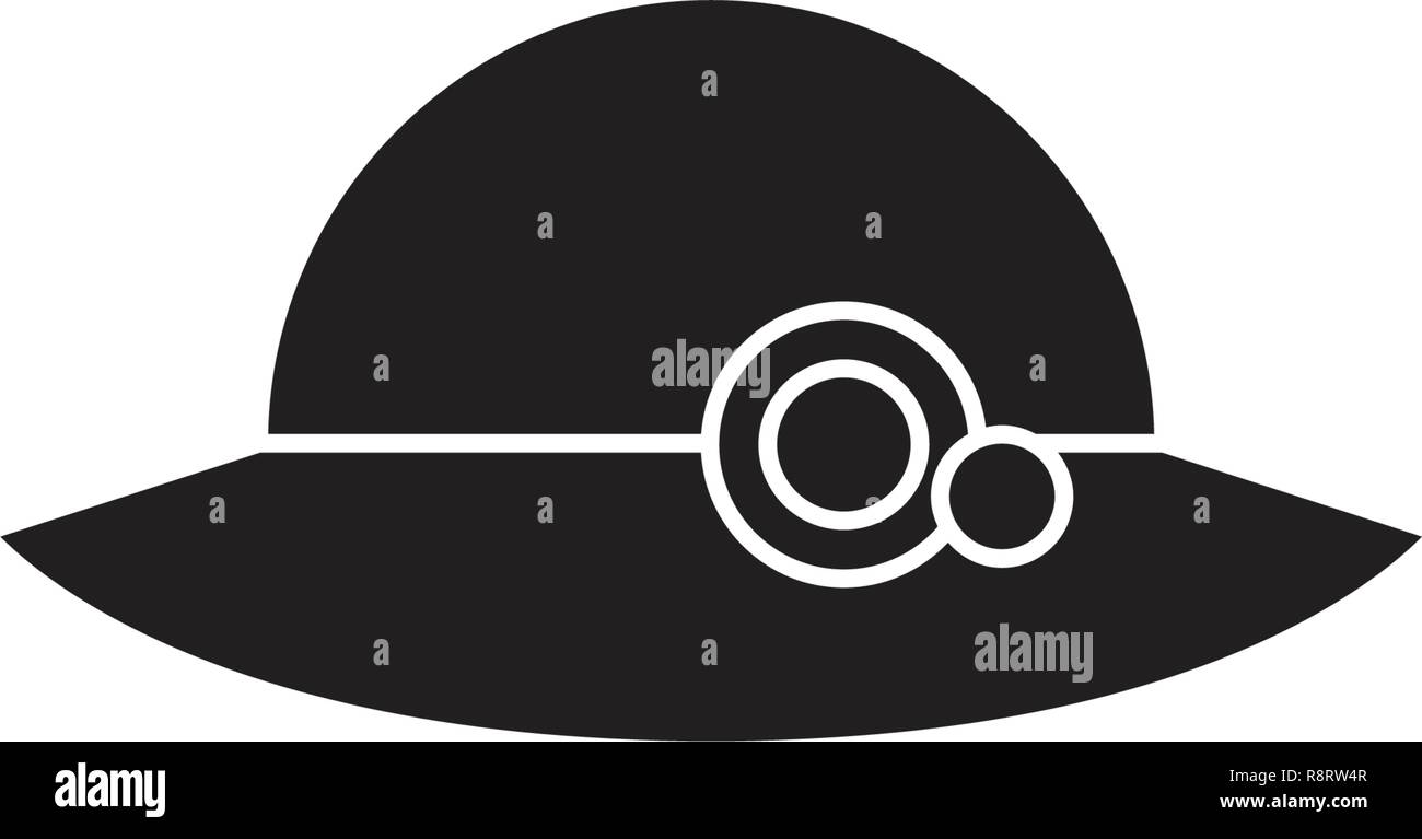 Woman Hat Black Vector Concept Icon Woman Hat Flat Illustration Sign