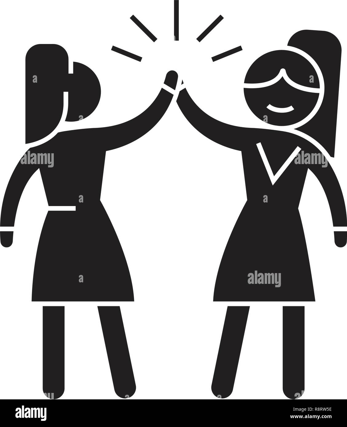 Woman team black vector concept icon. Woman team flat illustration ...