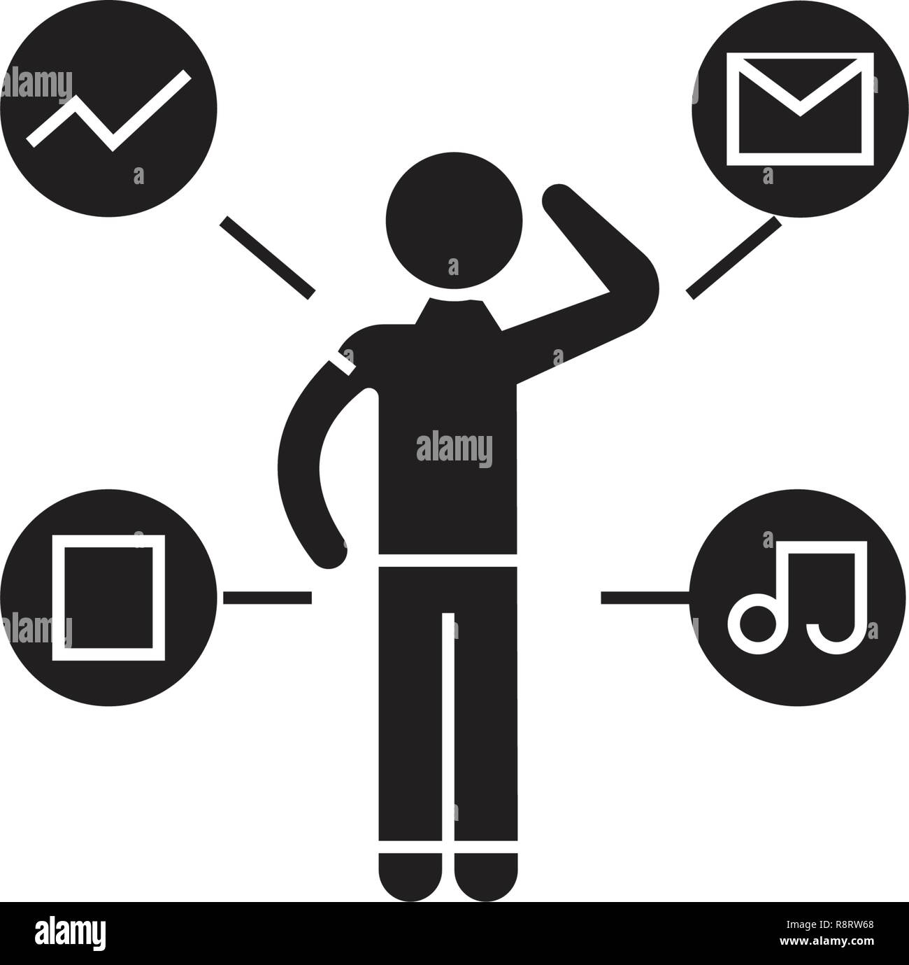 Work thoughts black vector concept icon. Work thoughts flat ...