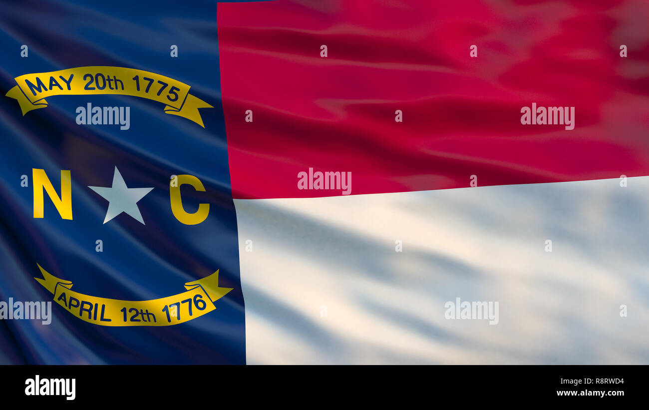 North Carolina state flag. Waving flag of North Carolina state, United ...