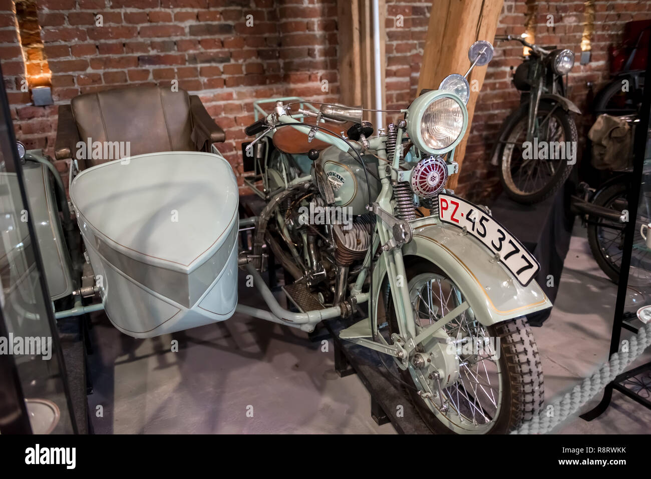 Topacz, Poland - October 13, 2018: Polish Motorcycle Sokol, Falcon. Was ...