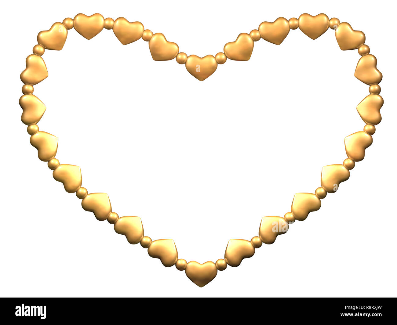 The heart made of small gold hearts and beads Stock Photo - Alamy