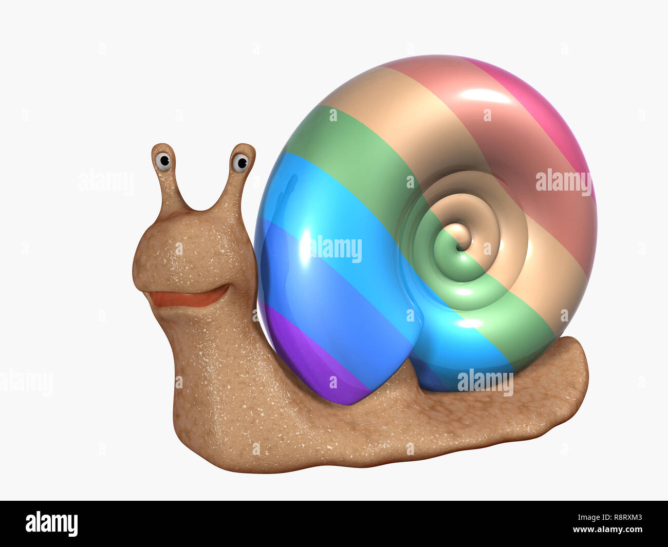 Smiling snail with a multi-coloured bowl Stock Photo - Alamy