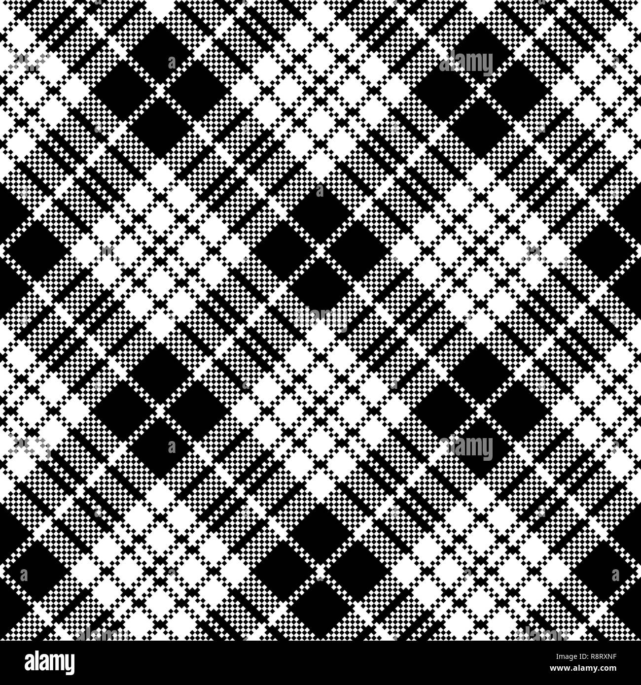 Blackberry tartan black white pixel seamless pattern. Vector ...