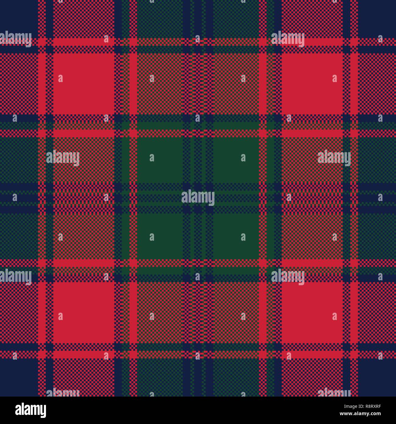 Plaid tartan fabric texture pixel seamless pattern. Vector illustration ...