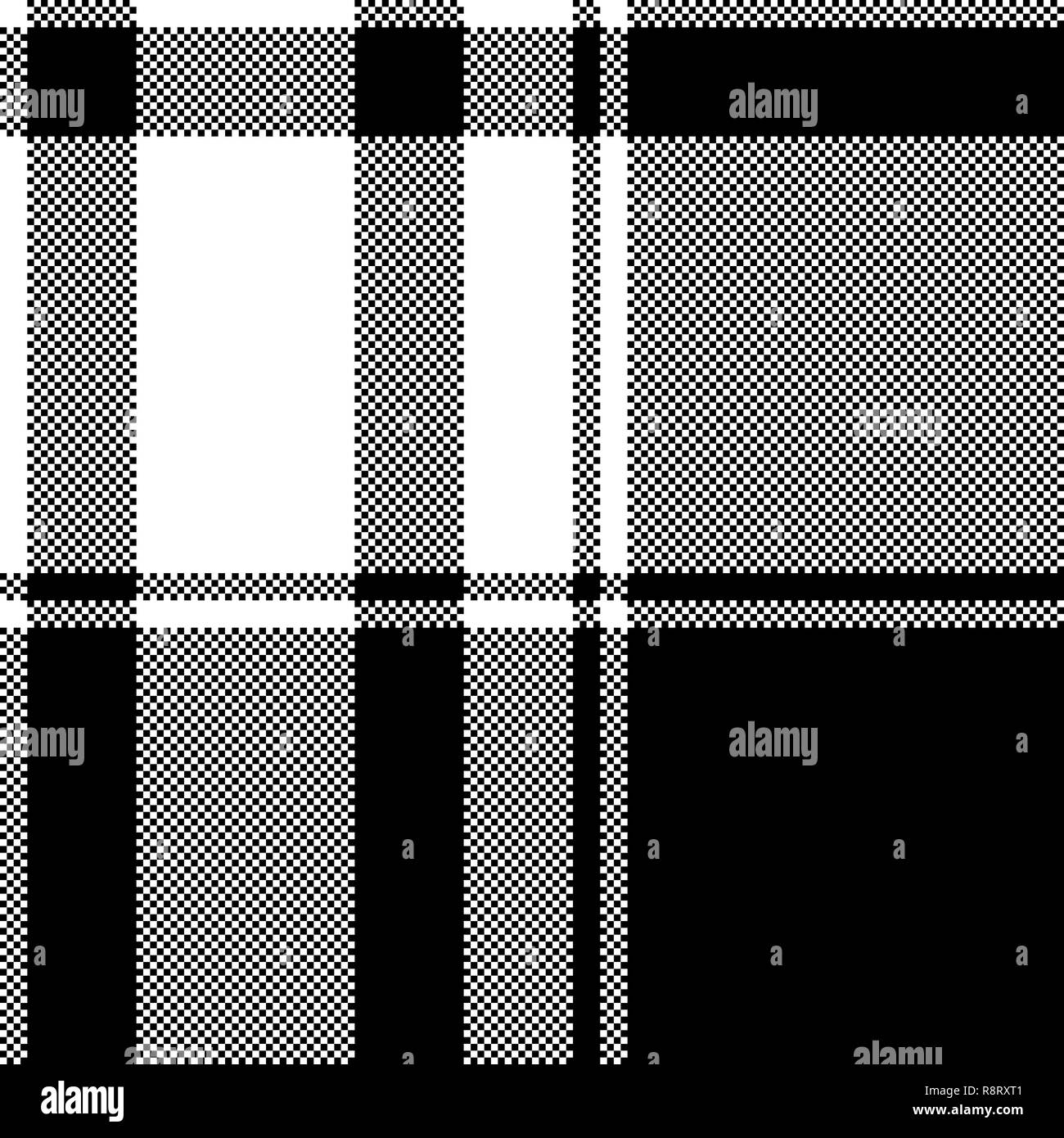 Black white check pixel pattern seamless plaid. Vector illustration ...